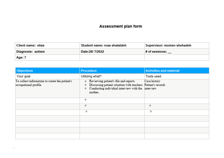 Assessment Plan - Sample | PDF