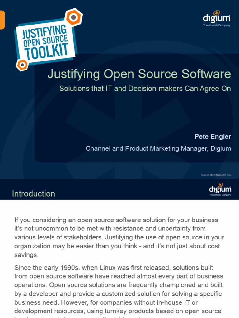 Justifying Open Source Toolkit Presentation Slides | PDF | Free Software | Open Source