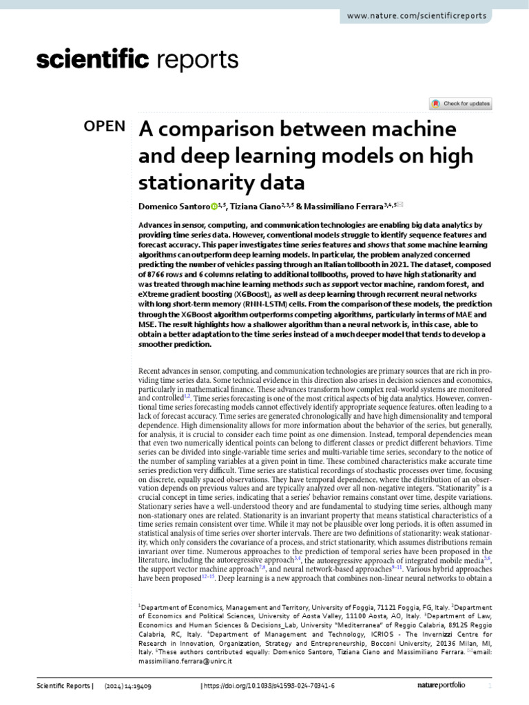 A Comparison Between Machine and Deep Learning Models On High Stationarity Data | PDF | Time ...