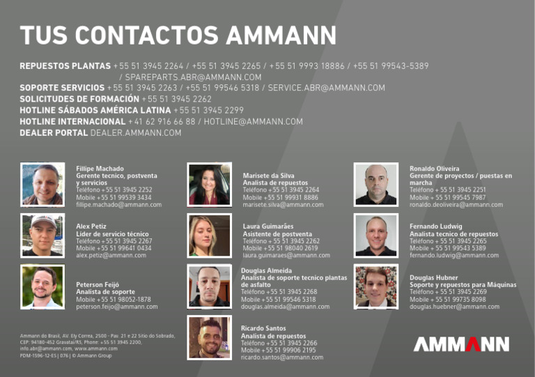 Contacts After Sales Plants Ammann Do Brasil-ES | PDF