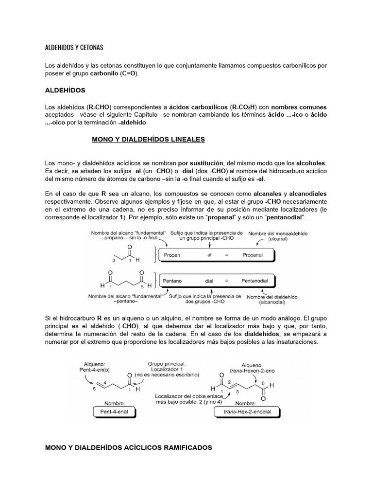 Aldehidos y Cetonas Nomenclatura | PDF | Cetona | Aldehído