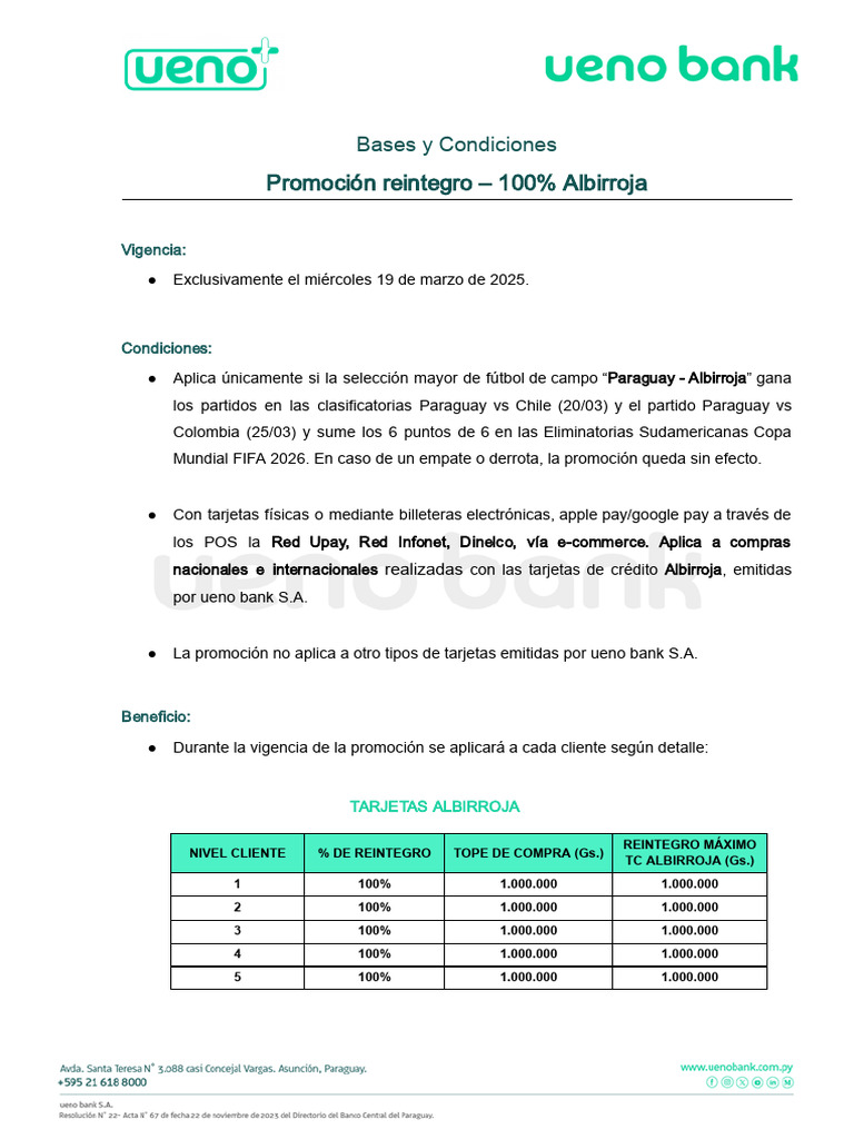 Reintegro 100 Albirroja - MAR25 - V1 | PDF