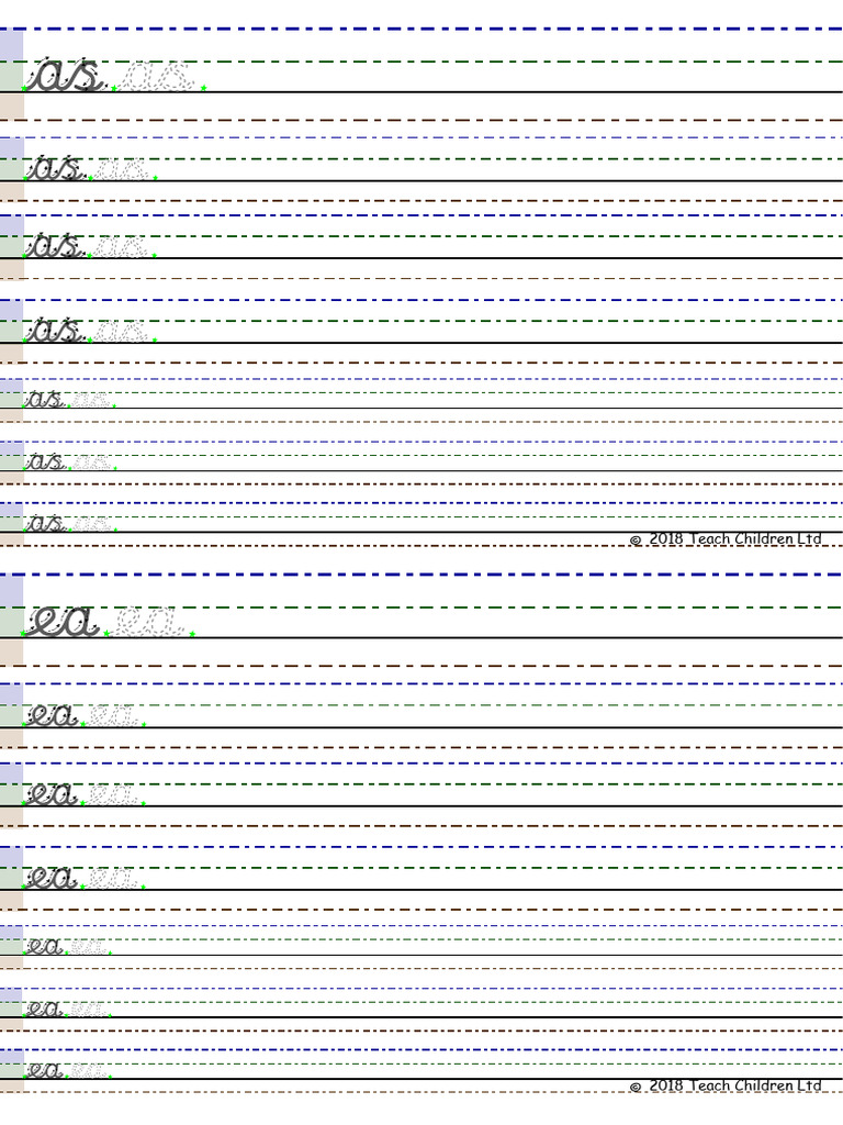 Continuous Cursive Bottom To C Shape Joins Lined Handwriting Worksheets ...