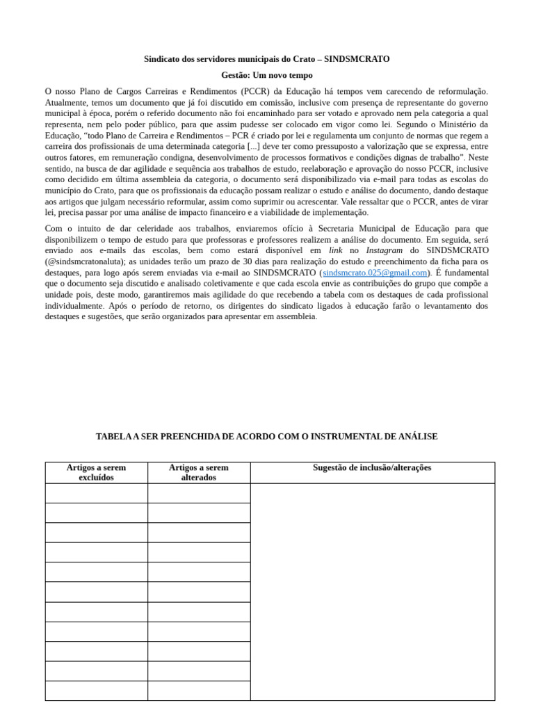 Tabela PCCR | PDF | Sindicato