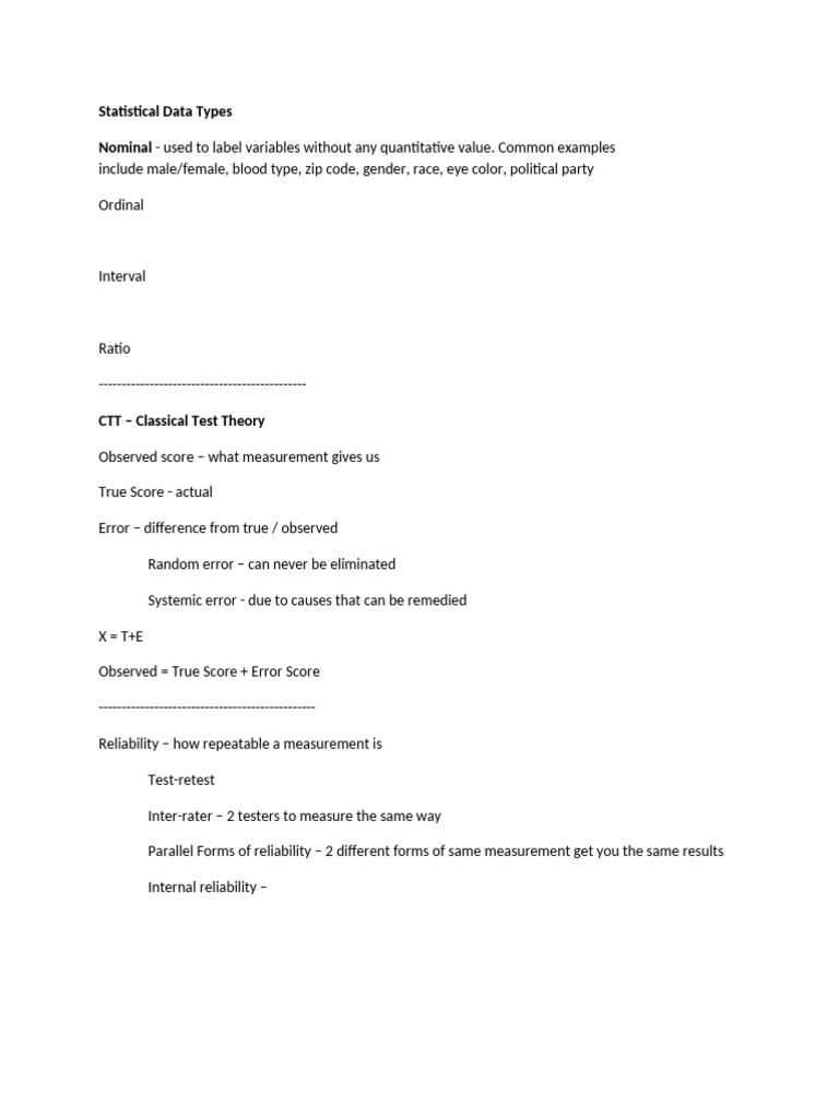 Understanding Statistical Data Types And Reliability Pdf