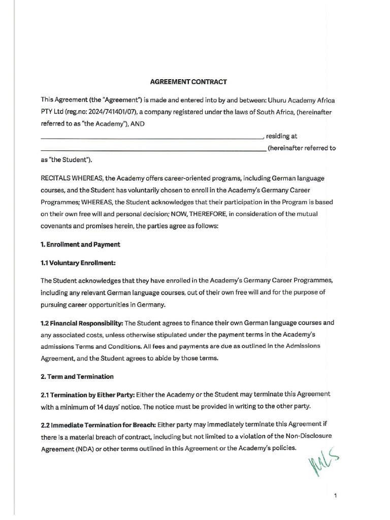Agreement Form | PDF