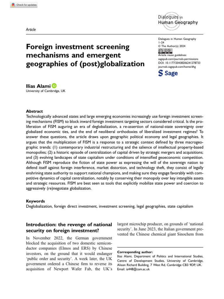 Foreign Investment Screening Trends | PDF | Mergers And Acquisitions ...