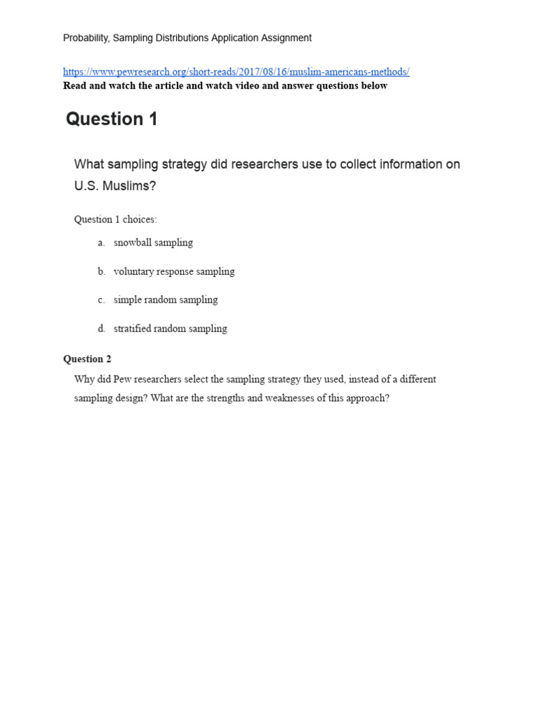 Probability, Sampling, and Distributions Application Assignment | PDF | Opinion Poll | Sampling ...