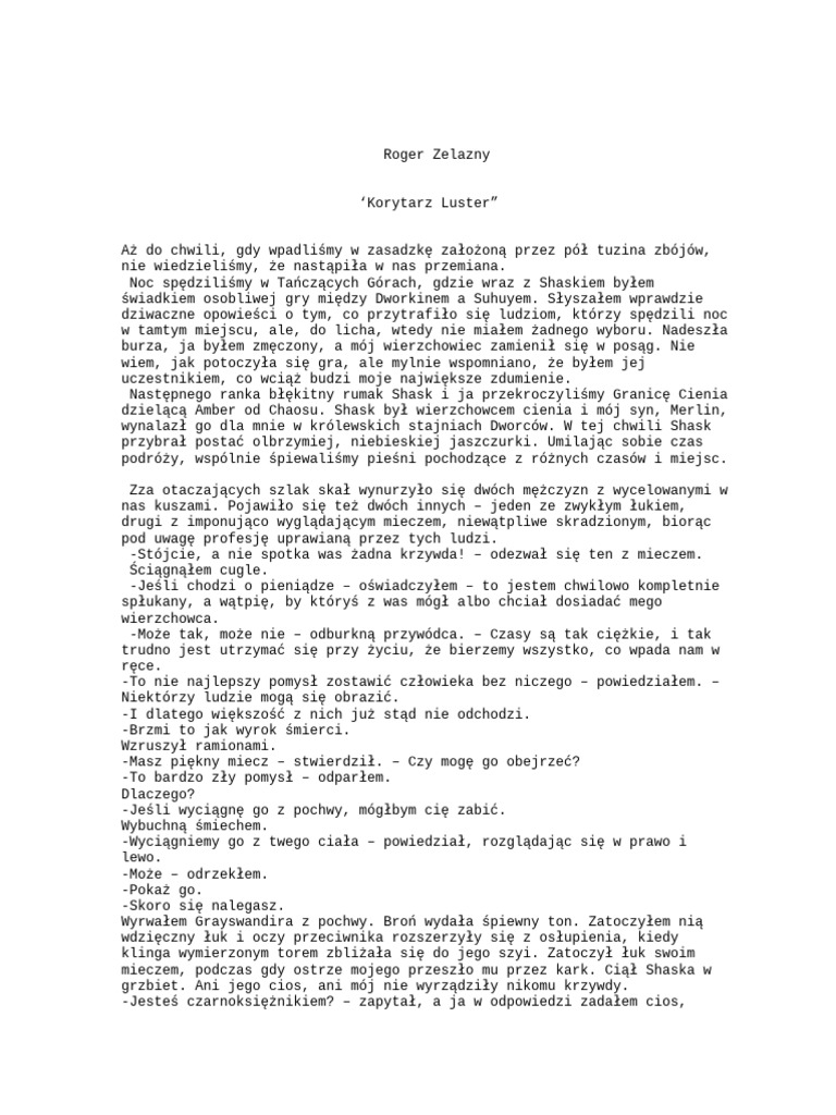 Zelazny Roger - Korytarz Luster | PDF