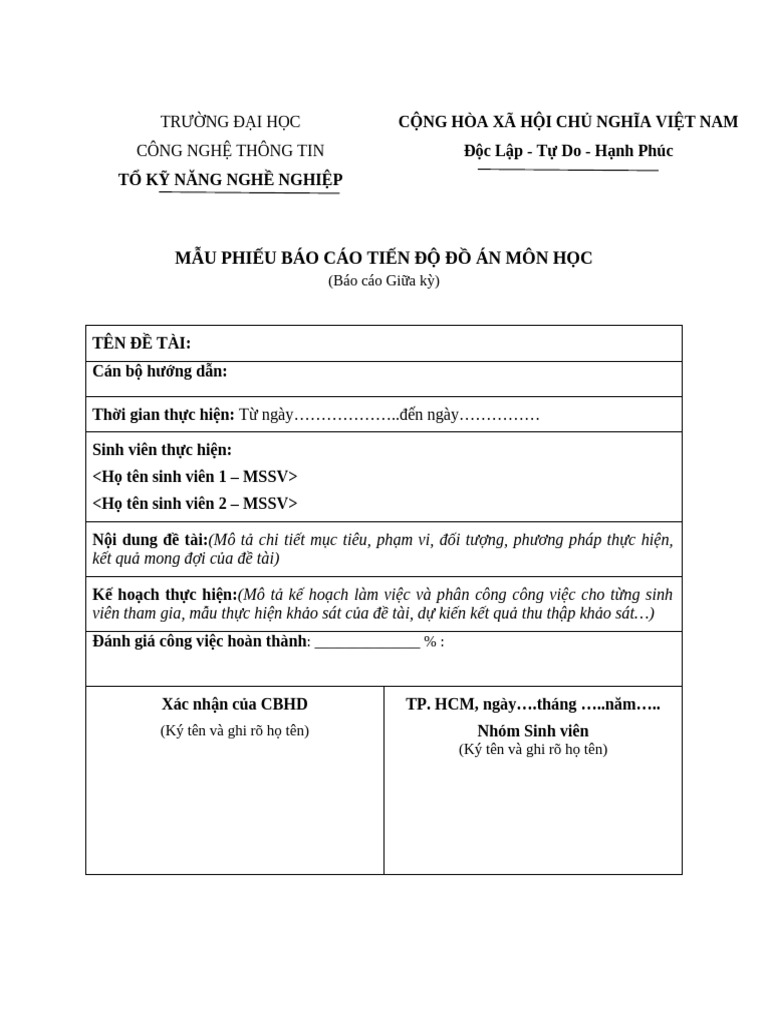 2 Mau Bao Cao Tien Do Giua-Ky Do-An SS004 | PDF