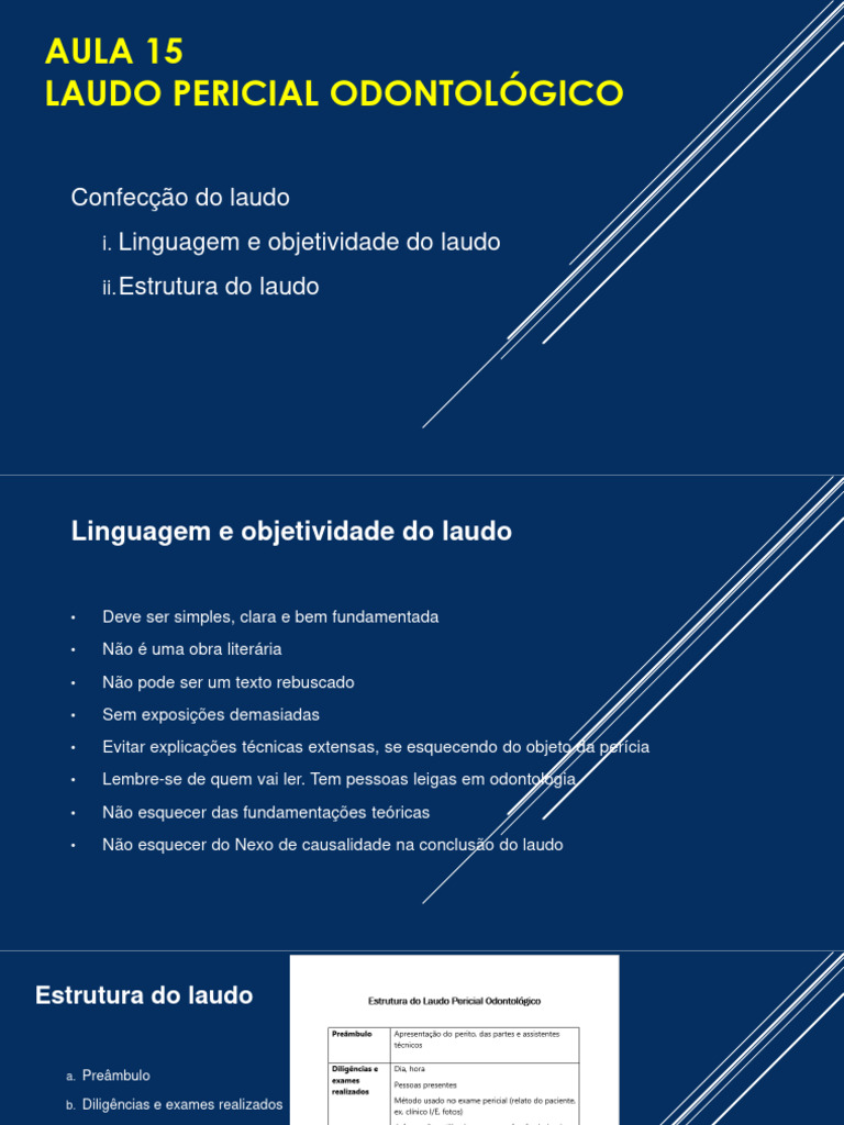 Laudo Pericial Odontológico: Estrutura e Linguagem | PDF | Testemunha ...