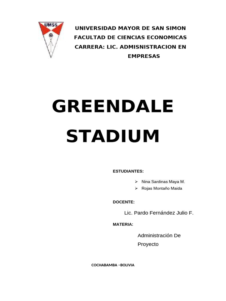Análisis de Proyecto: Construcción Estadio Greendale | PDF