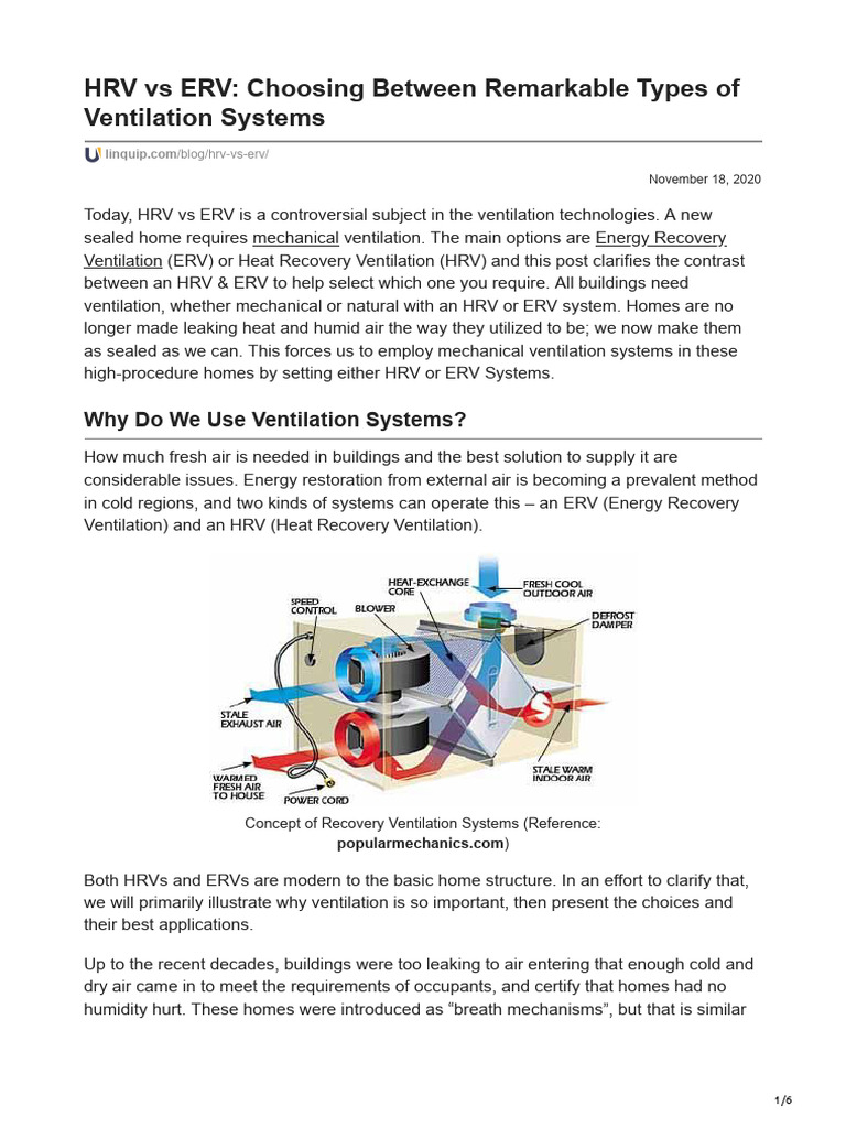 HRV Vs ERV Choosing Between Remarkable Types of Ventilation Systems ...