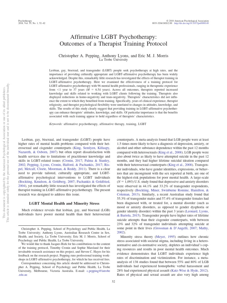 Affirmative LGBT Psychotherapy | PDF | Psychotherapy | Sexual Orientation