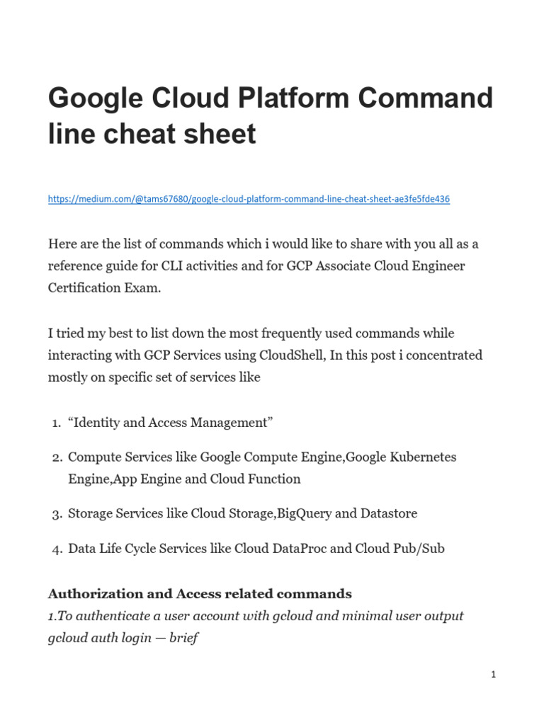 GCP Command Line Cheat Sheet | PDF | Computer Cluster | System Software