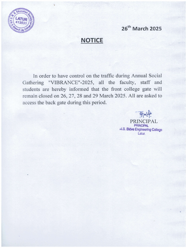 Traffic Notice for VIBRANCE 2025 Event | PDF