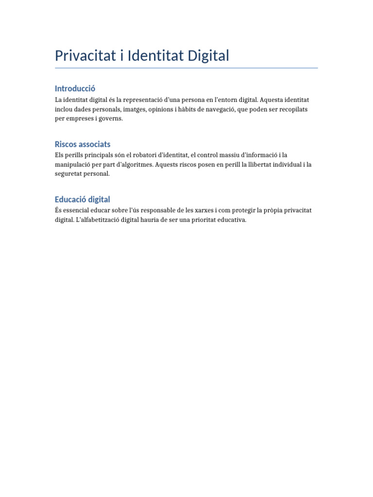 Privacitat I Identitat Digital | PDF