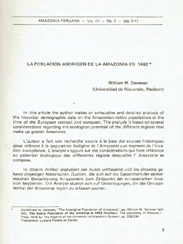 Población Aborigen en la Amazonía 1492 | PDF | Sabana | Los bosques
