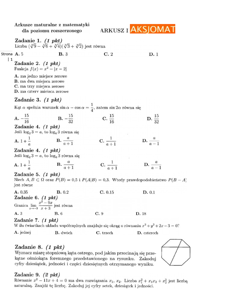 Arkusze Aksjomat | PDF