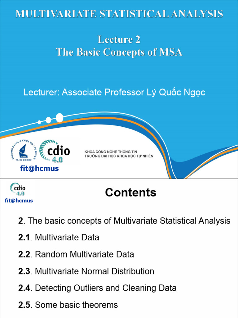 MSA-Lecture-2 - Basic Concepts of MSA | PDF | Covariance Matrix | Probability