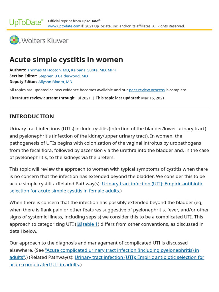 Https 2Fwwwuptodatecom2Fcontents2Facute Simple Cystitis in Women2Fprint ...