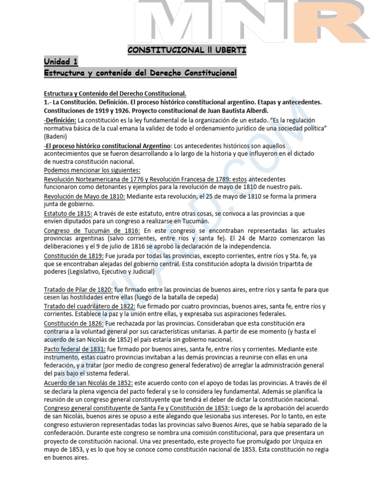 Resumen Constit II-Uberti | PDF | Constitución | Ley constitucional