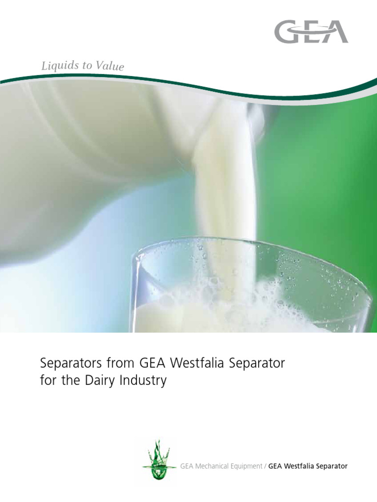 Separators For The Dairy Industry Brochure GEA Westfalia Separator | PDF | Milk | Dairy