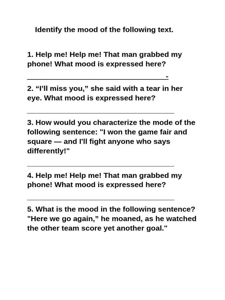 Analyzing Mood in Various Sentences | PDF