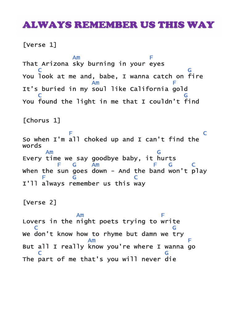 Always Remember Us This Way | PDF