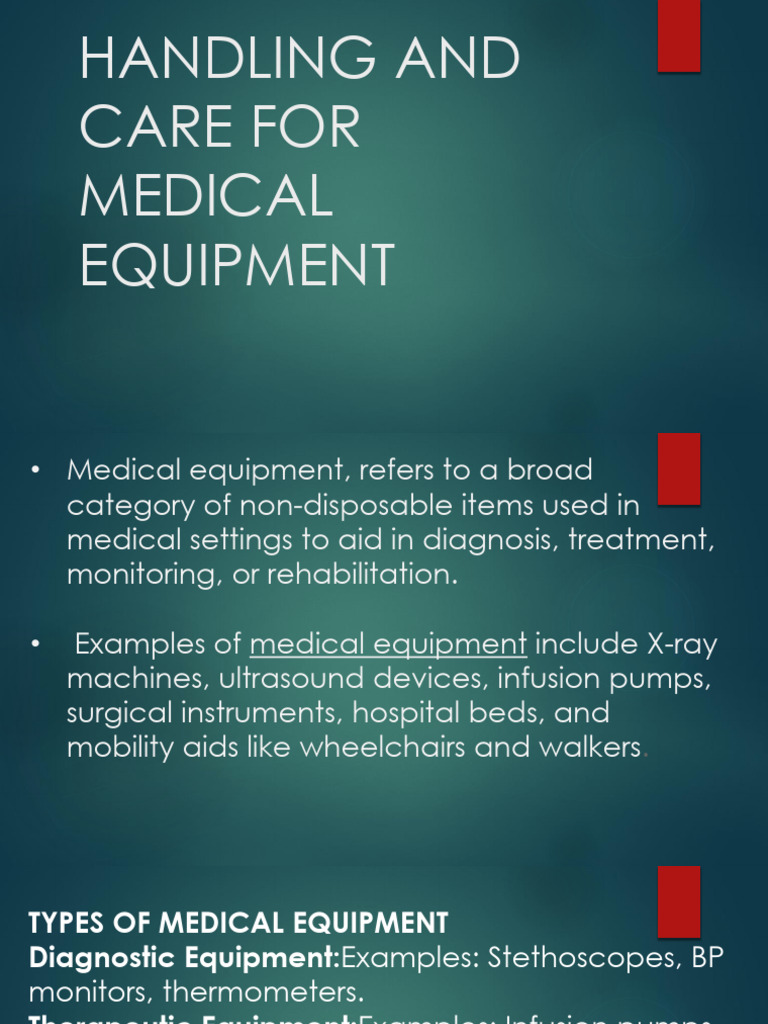 Handling and Care For Medical Equipment | PDF | Medical Device ...