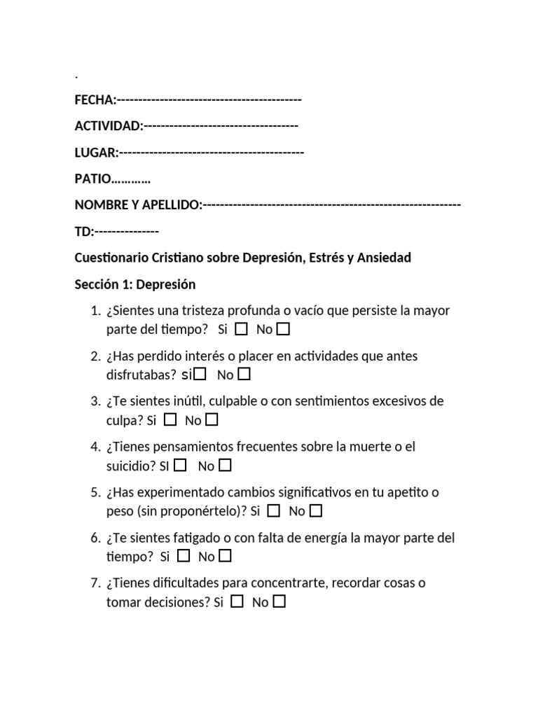 Cuestionario Depresion Estres y Ansiedad | PDF | Depresión (estado de ...