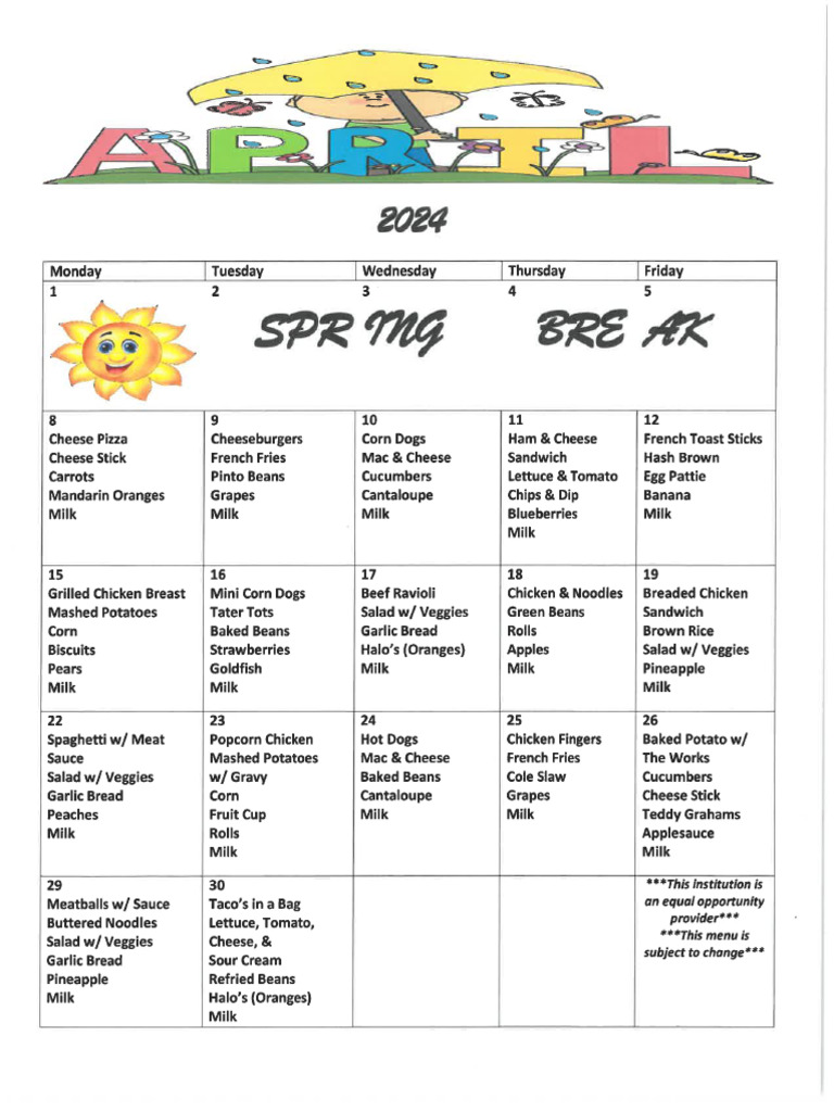 April Menu 2024 | PDF