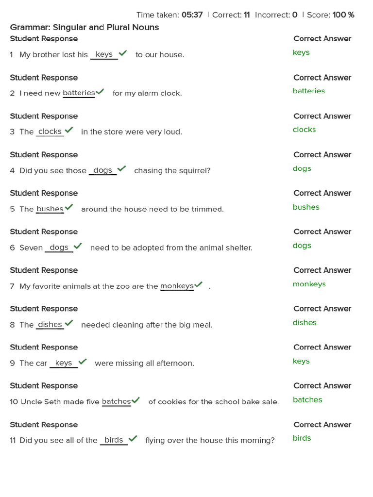 Grammar_ Singular and Plural Nouns Activity (1) | PDF