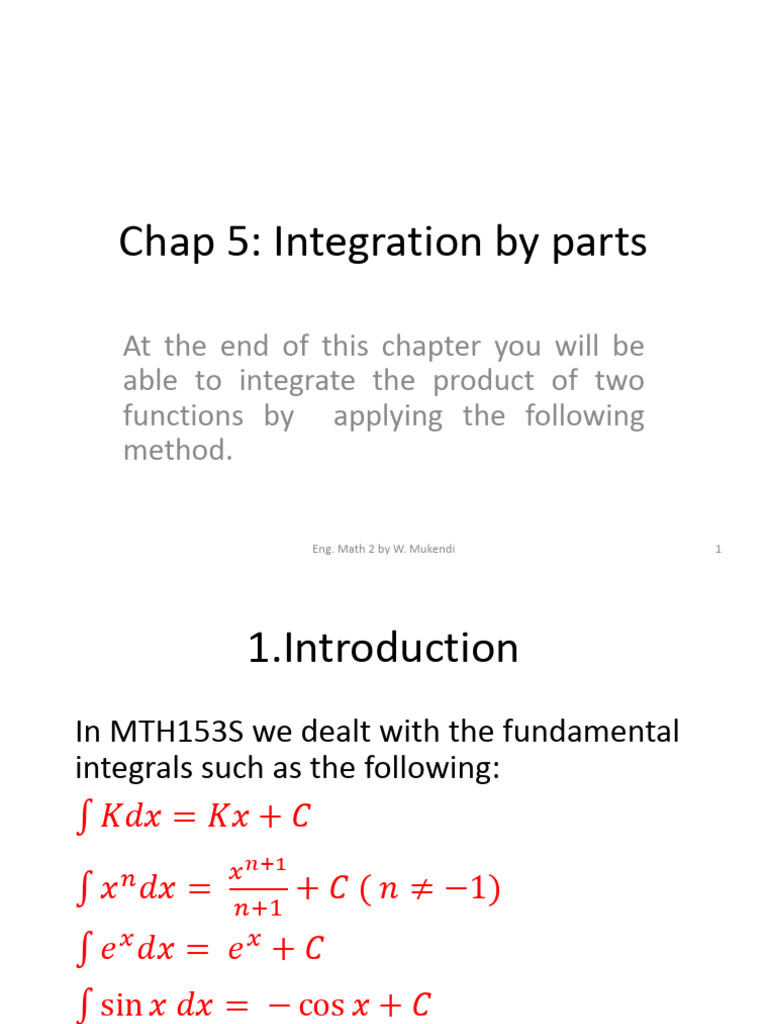 Chap 5 Integration by Parts 1 | PDF | Integral | Function (Mathematics)