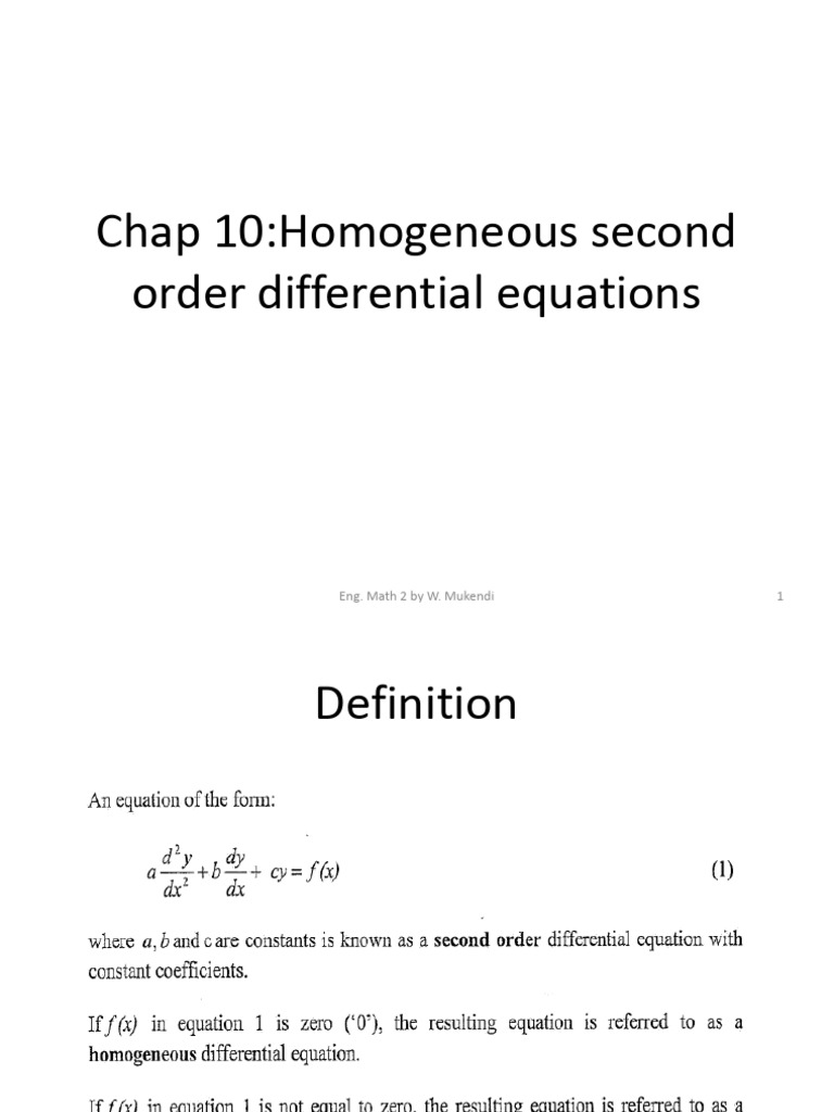 Chap 10 Homogeneous Second Order Differential Equations | PDF