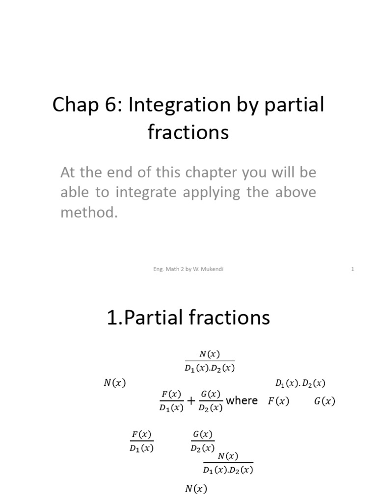 Chap 6 Integration Using Partial Fractions | PDF