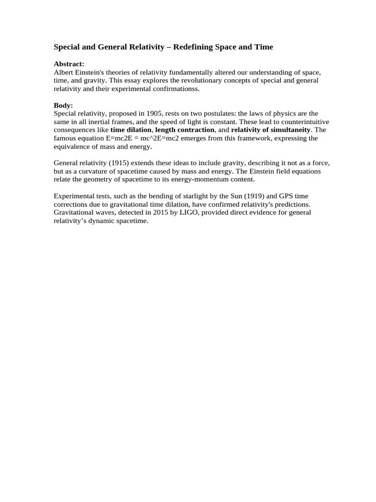 Understanding Einstein's Relativity Theories | PDF