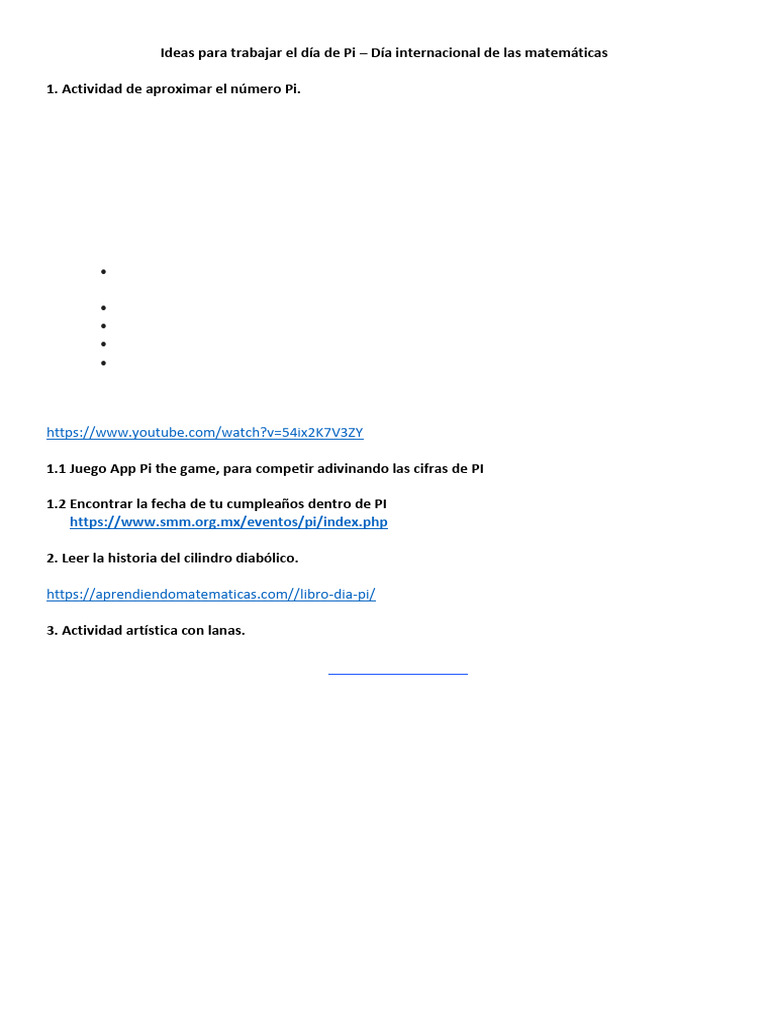 Actividades para el Día de Pi | PDF | Pi