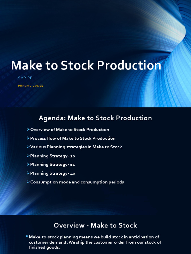 Make to Stock Production Overview | PDF | Consumption (Economics ...