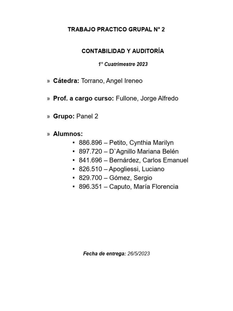TP 2 Grupal | PDF | Contabilidad | Interés
