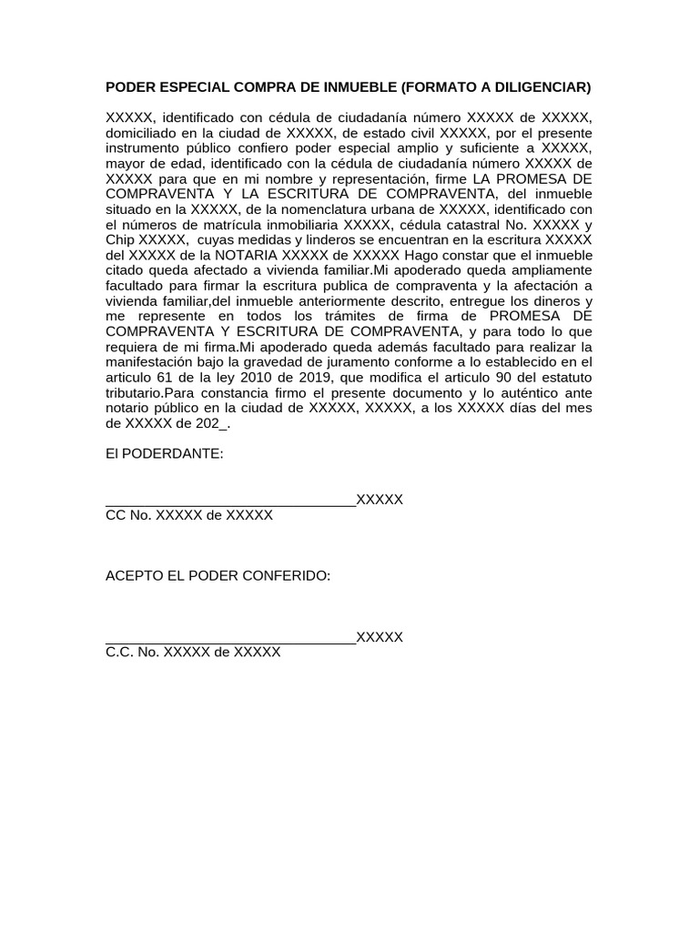 Poder Especial para Compra de Inmueble | PDF