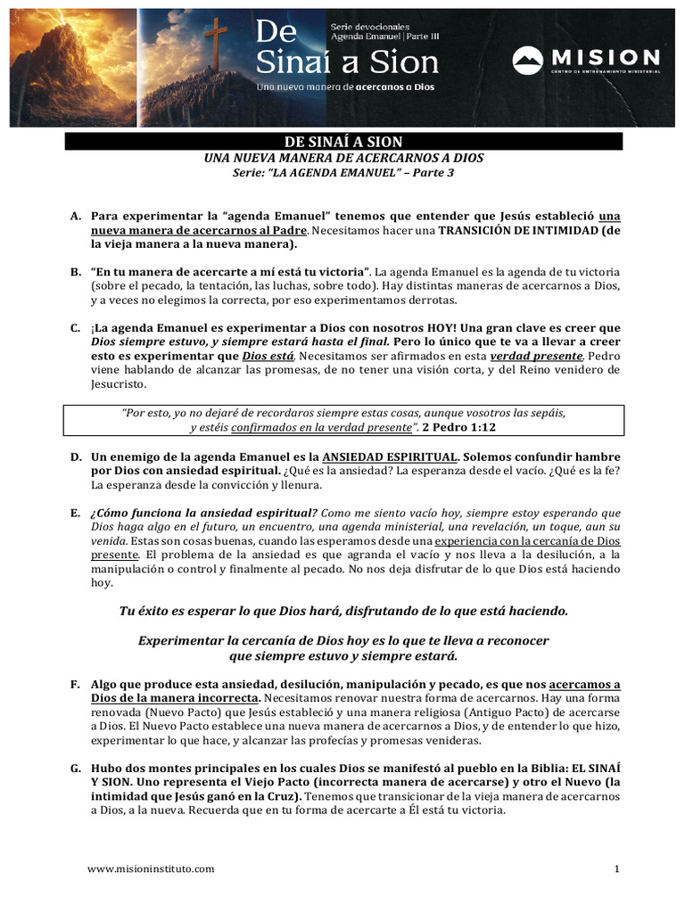 Serie LA AGENDA EMANUEL - De Sinaí a Sion (Digital) | PDF | Dios | Pecado
