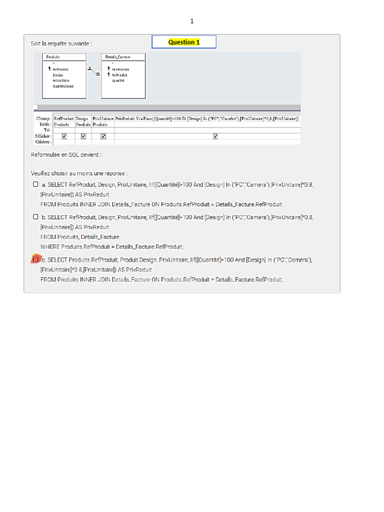 Examen Blan QCM Info s6 Correction | PDF