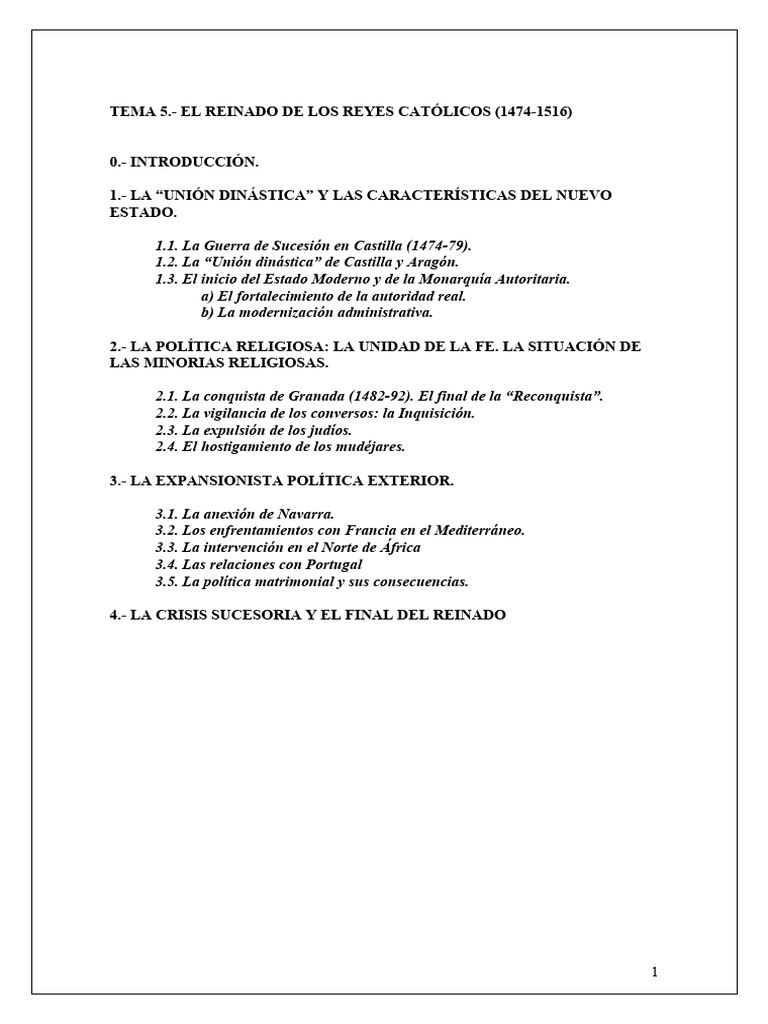 Tema 5. Los Reyes Católicos | PDF | Imperio español | Inquisición española