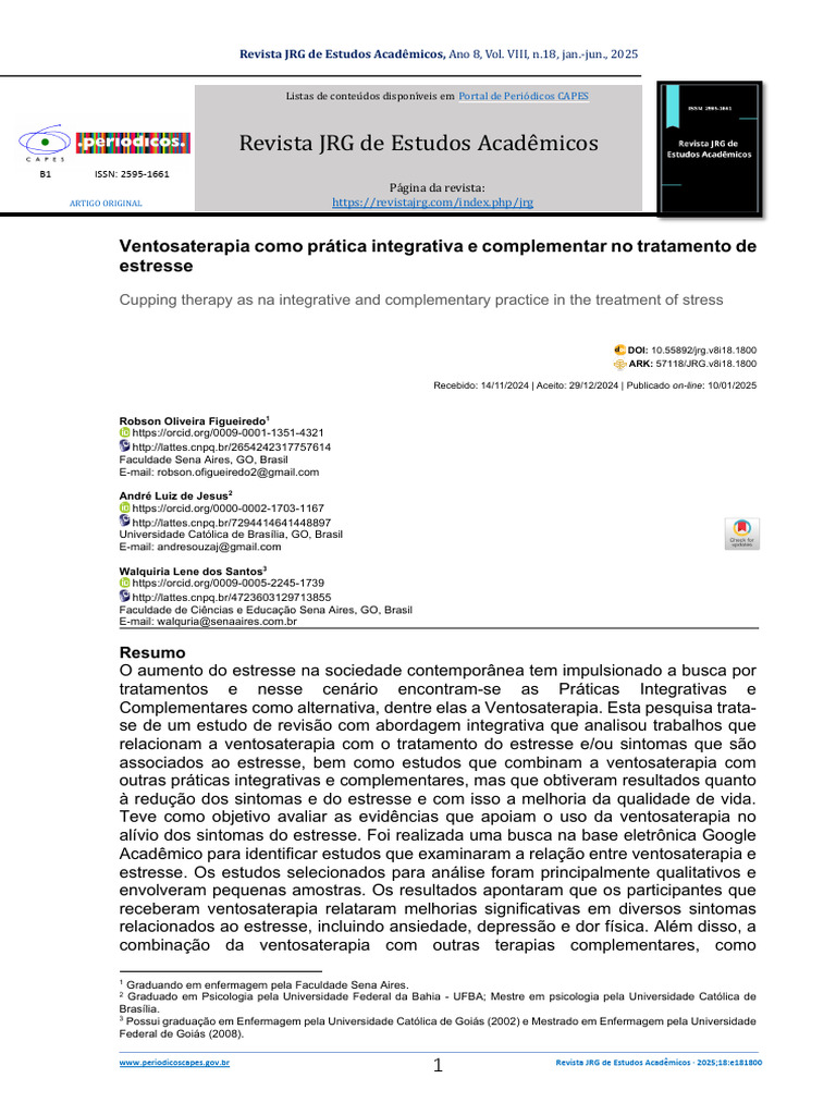 Ventosaterapia Como Prática Integrativa e Complementar No Tratamento de Estresse | PDF ...