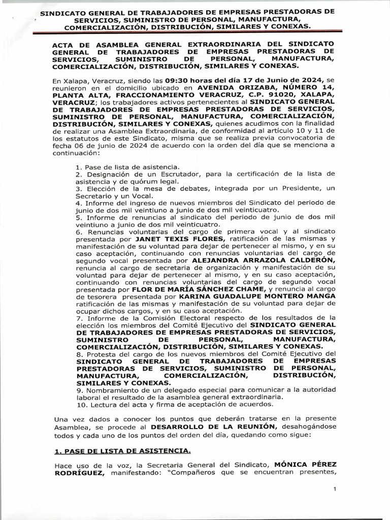 Acta de Asamblea | PDF