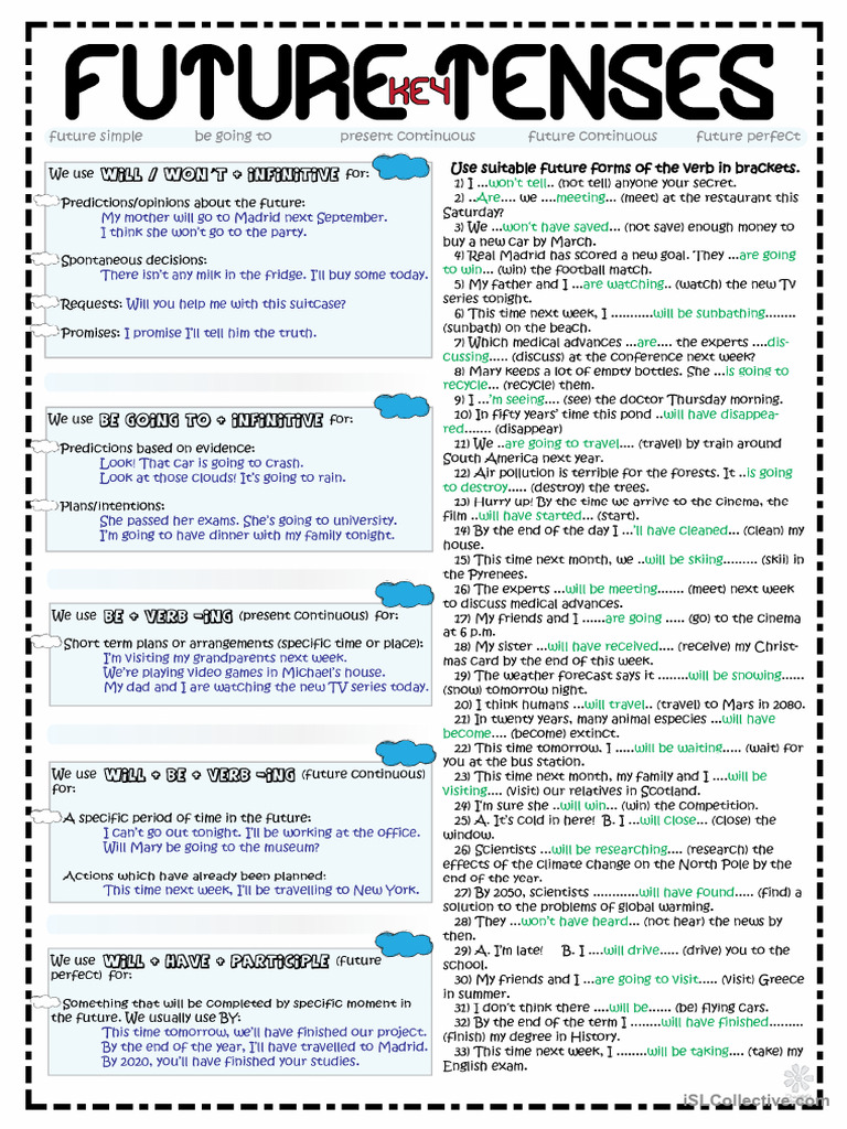 FUTURE TENSES ANSWERSpdf | PDF