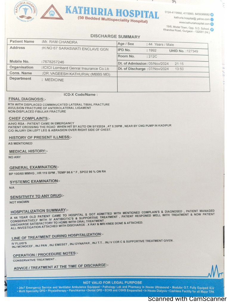 Discharge Summary Ram Chandar | PDF