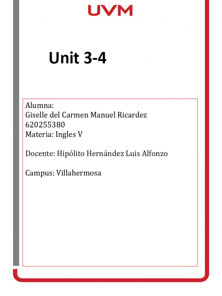 Inglés Unit 3-4 | PDF