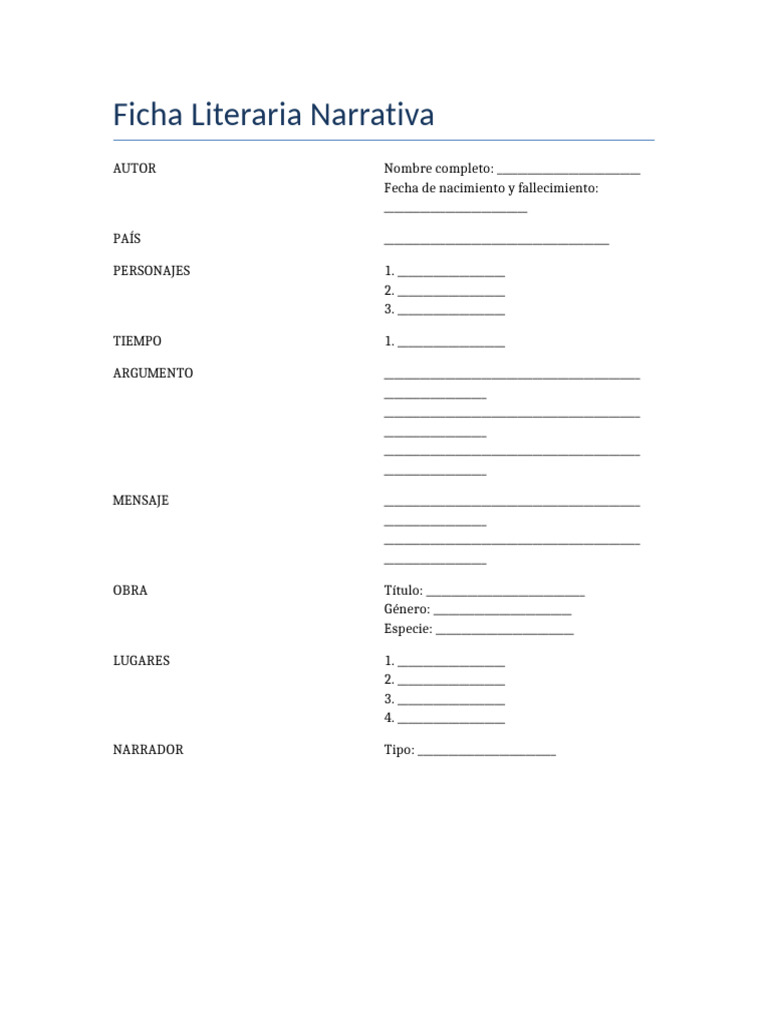 Ficha Literaria Narrativa | PDF